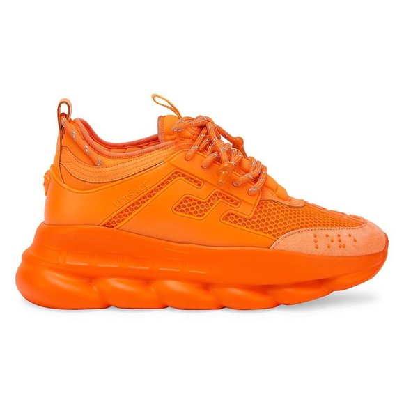 Versace | Shoes | Versace Mens Orange Chain Reaction Sneakers | Poshmark